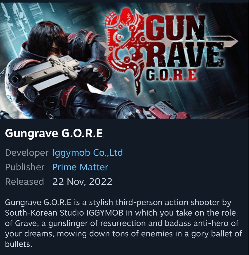 Gungrave GORE (PC Steam), Video Gaming, Video Games, Others on Carousell