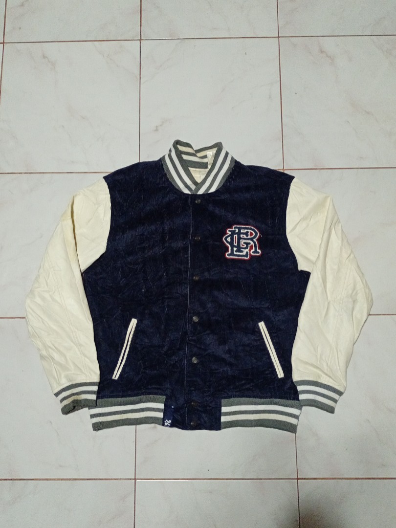 LRG VARSITY JACKET(LEATHER SLEEVE & CORDUROY BODY), Men's Fashion ...