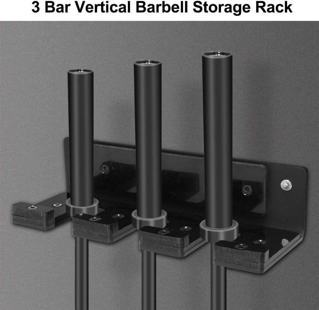MMB Vertical Olympic Barbell Holder - 3 Bars Wall Mounted Barbell ...