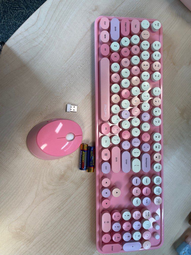 Mofii pink mechanical wireless keyboard with mouse, Computers & Tech ...