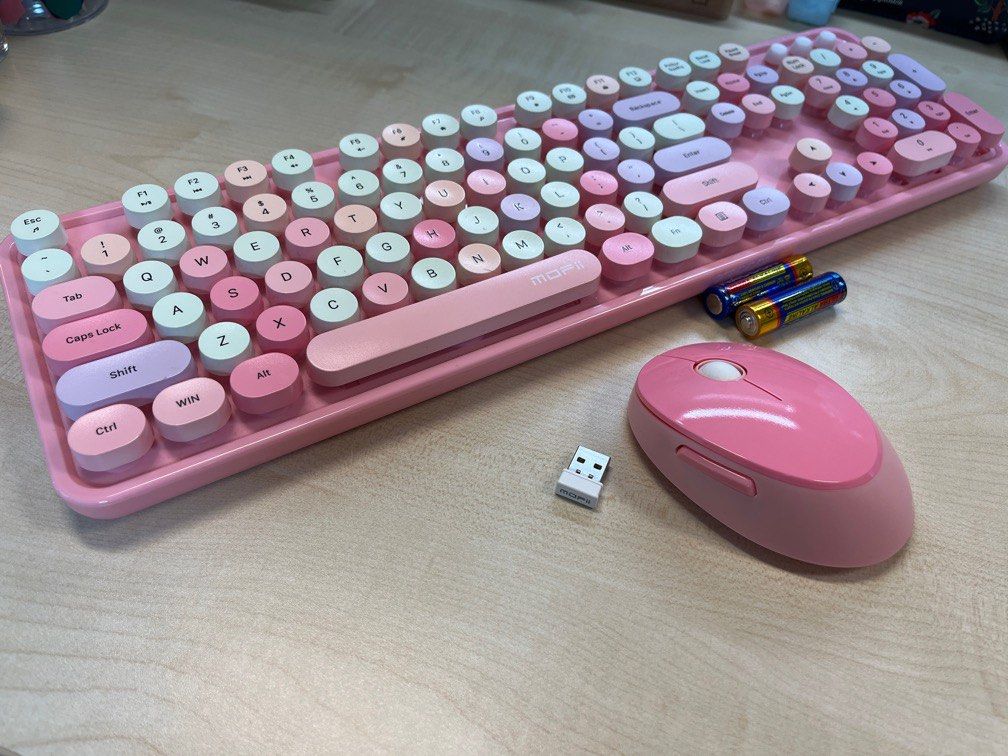 Mofii pink mechanical wireless keyboard with mouse, Computers & Tech ...