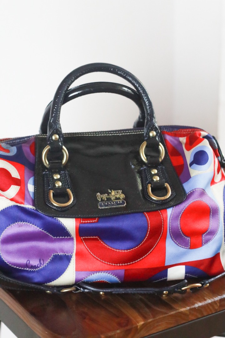 Multi Color Satin Coach Bag, Luxury, Bags & Wallets on Carousell