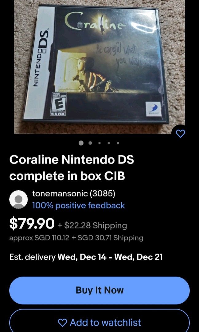 Nintendo DS Coraline, Video Gaming, Video Games, Nintendo on Carousell