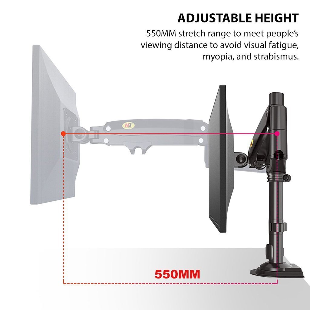 North Bayou NB H100 22-35 Inch 2-12KG Gas Strut Single TV Computer ...