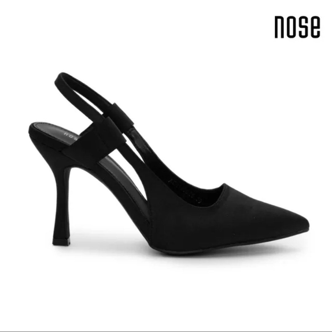 Nose Black Pointy Slingback Stiletto Heels, Women's Fashion, Footwear ...