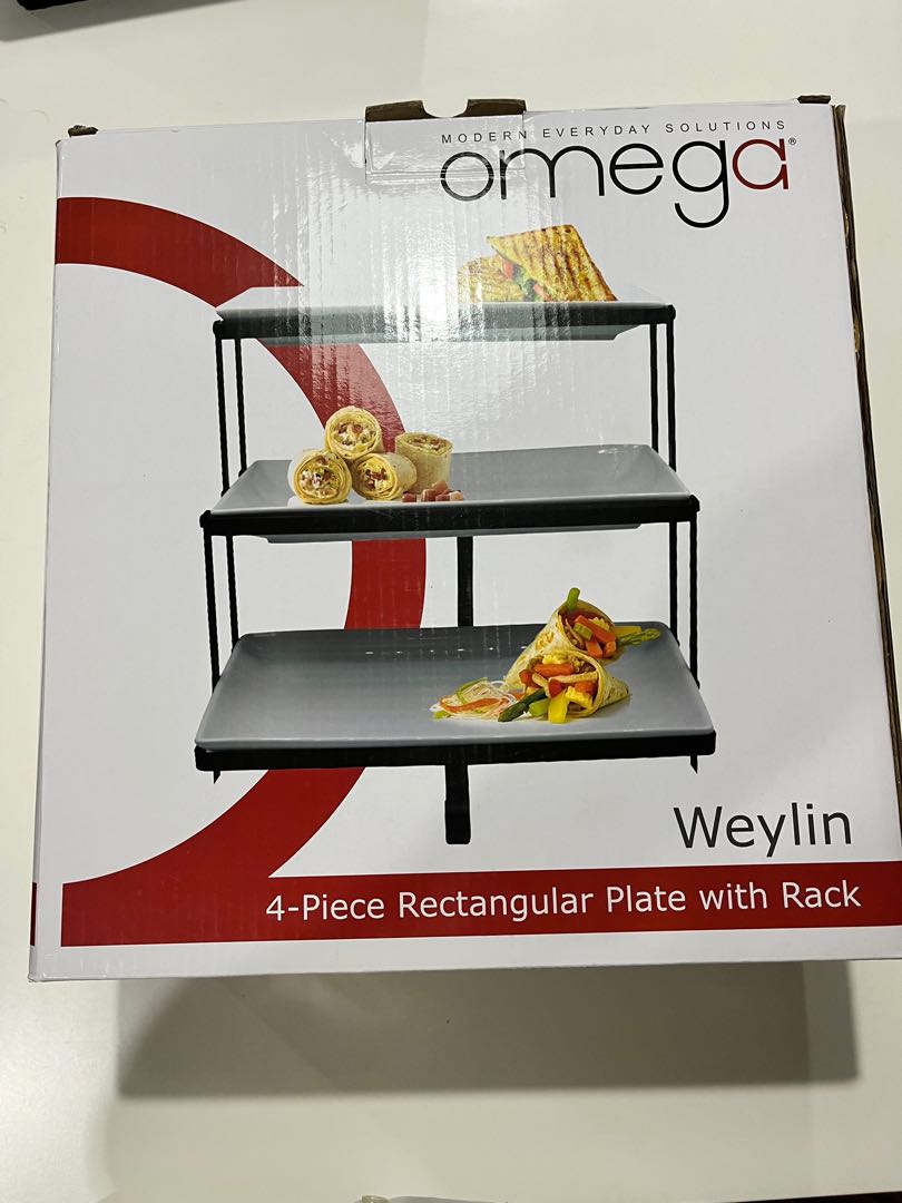 Omega 4 pc Rectangular Plate with Rack, Furniture & Home Living ...