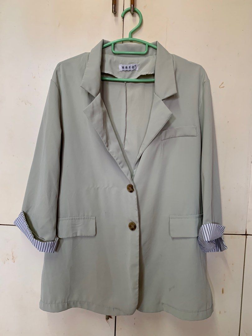 Oversized mint green formal coat, Women's Fashion, Coats, Jackets and ...
