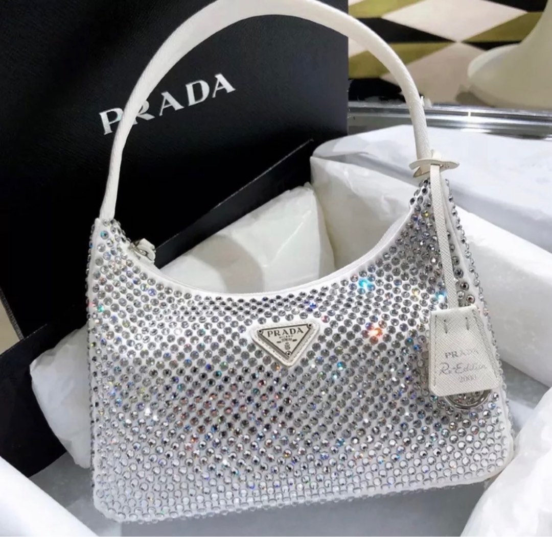 Prada Crystal Bag Re-Edition 2000 White Satin Full set April 2022 ...