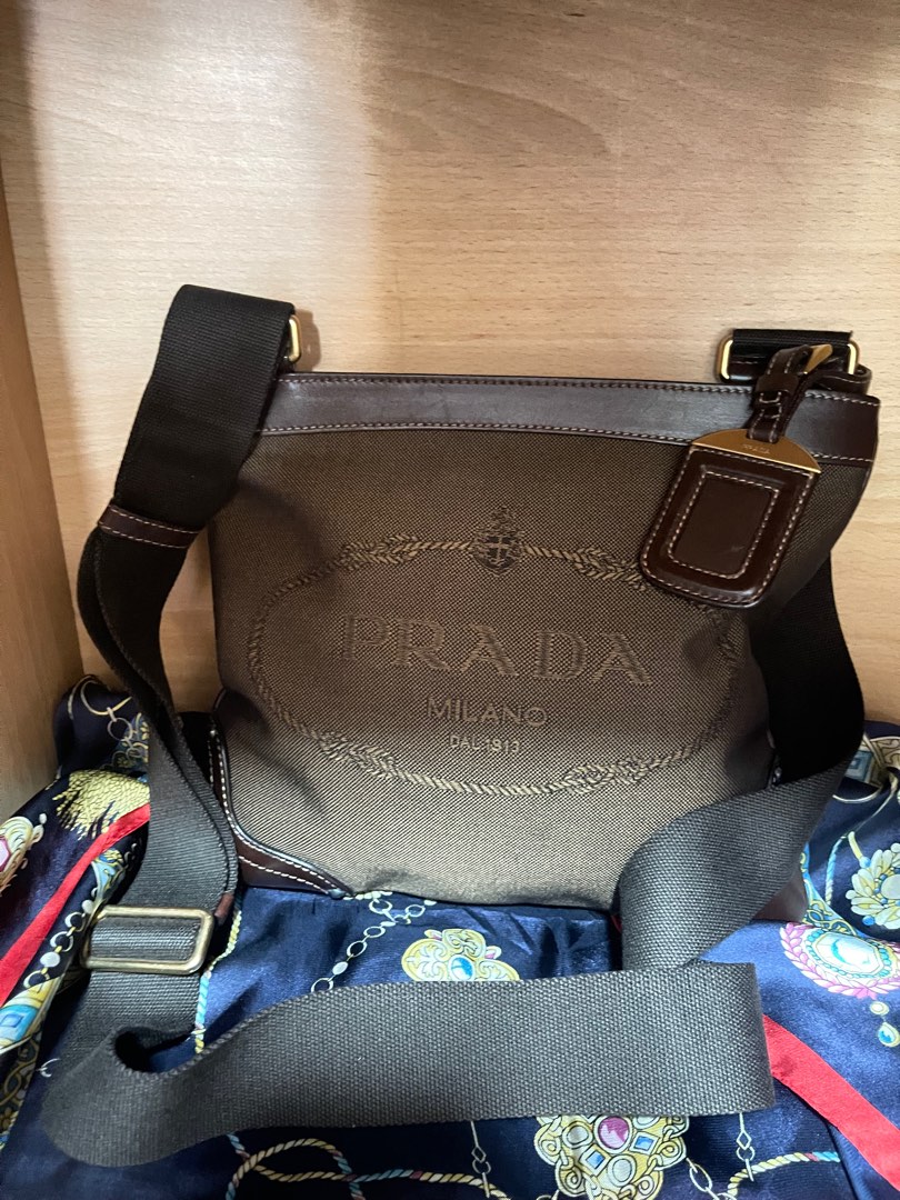 Prada Jacquard logo Sling Bag in brown colour, Luxury, Bags & Wallets ...