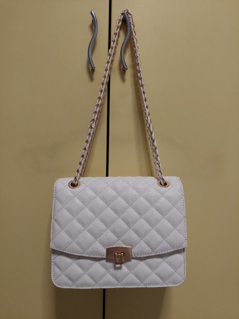 Quilted Push-Lock Clutch Bag - Cream, Women's Fashion, Bags & Wallets ...