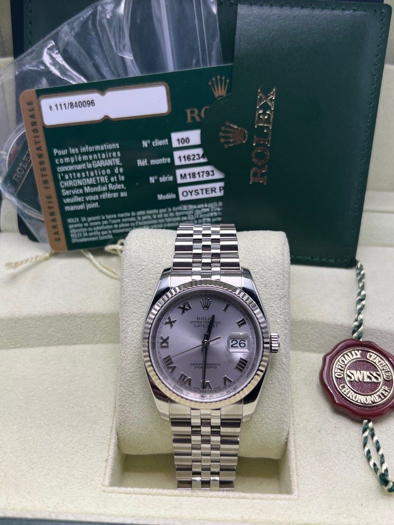 Rolex Datejust Men size 36mm Silver Face Roman Super Jubilee Bracelet ...