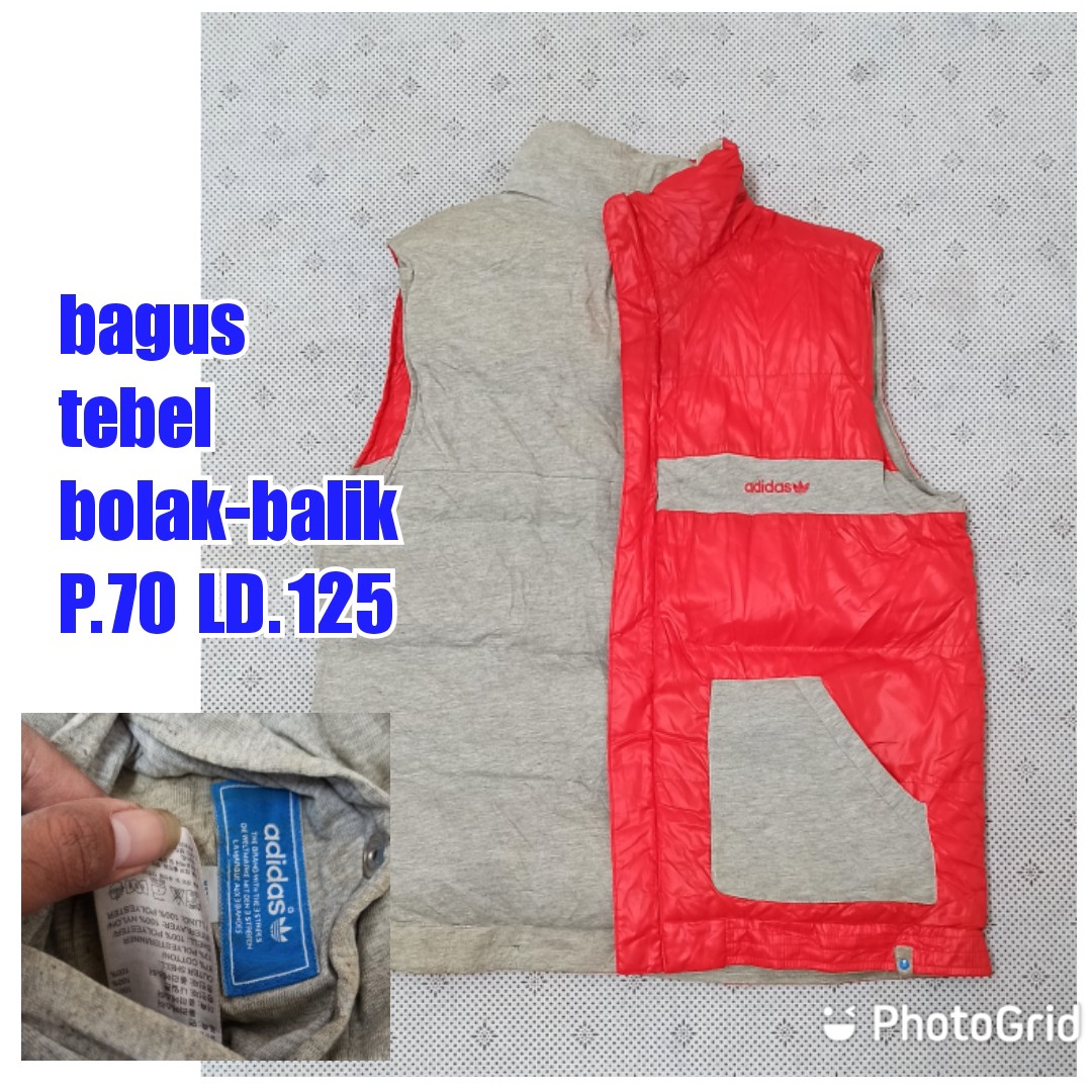 Rompi gelembung dacron tebel adidas, Fesyen Pria, Pakaian , Atasan di Carousell