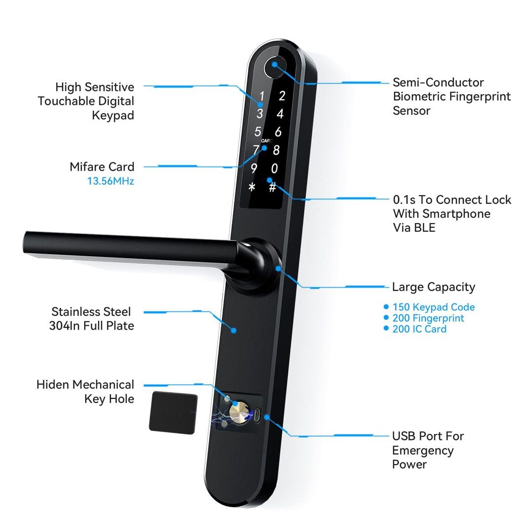 Ruveno Slim Smart Door Lock, Furniture & Home Living, Security & Locks ...