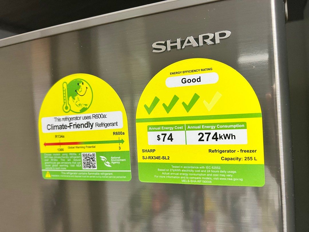 sharp j tech inverter Fridge 255L S-Popeye Refrigerator SJ-RX34E-SL2 ...