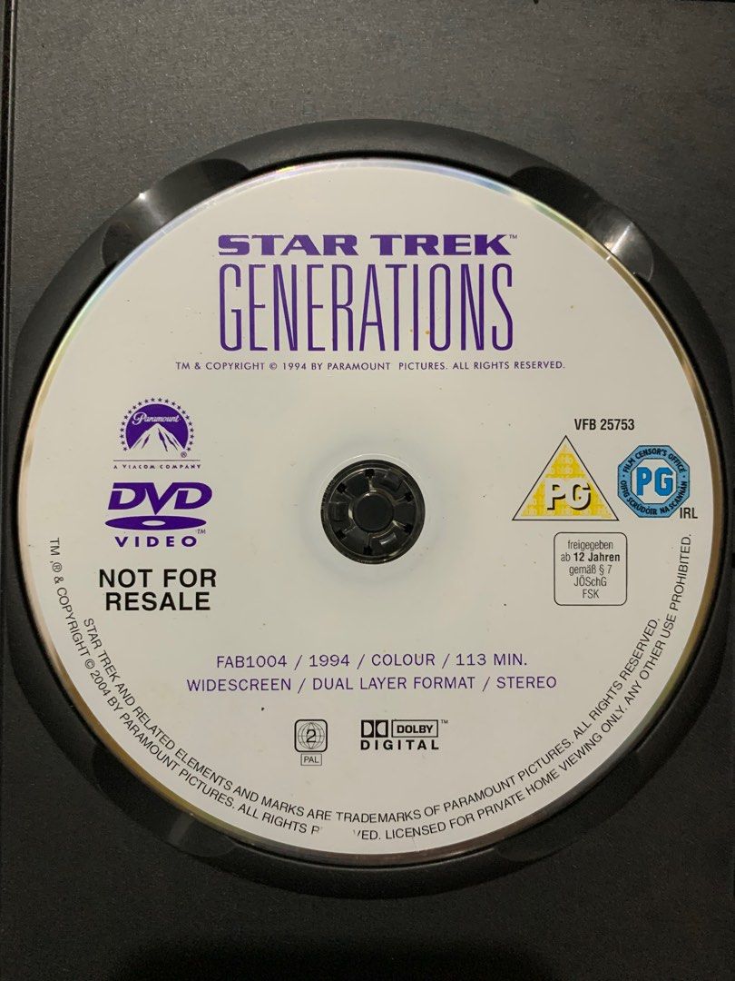 STAR TREK GENERATIONS DVD 1994, Hobbies & Toys, Music & Media, CDs ...