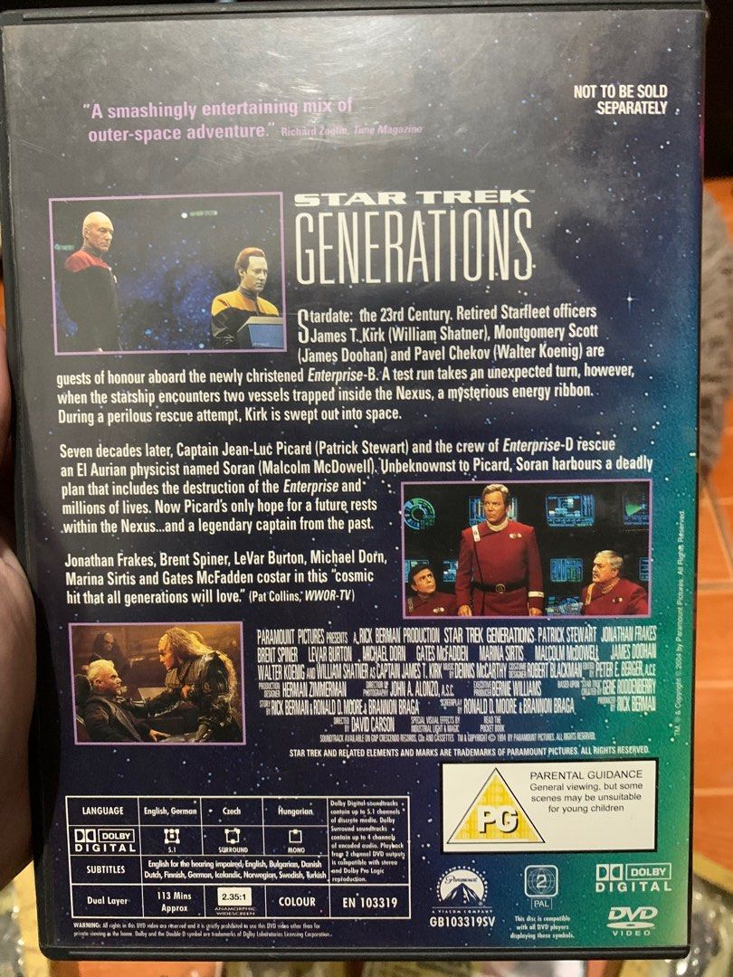 STAR TREK GENERATIONS DVD 1994, Hobbies & Toys, Music & Media, CDs ...
