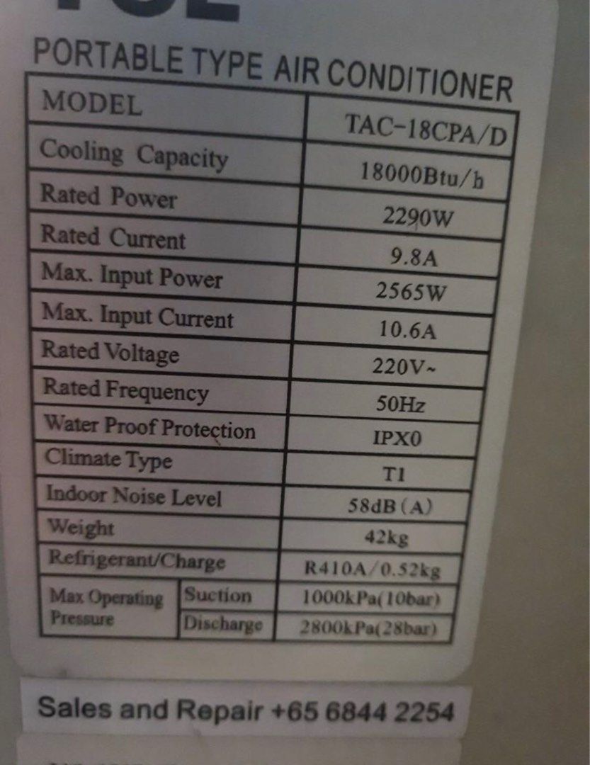 TCL 18k btu portable aircon, TV & Home Appliances, Air Conditioners ...