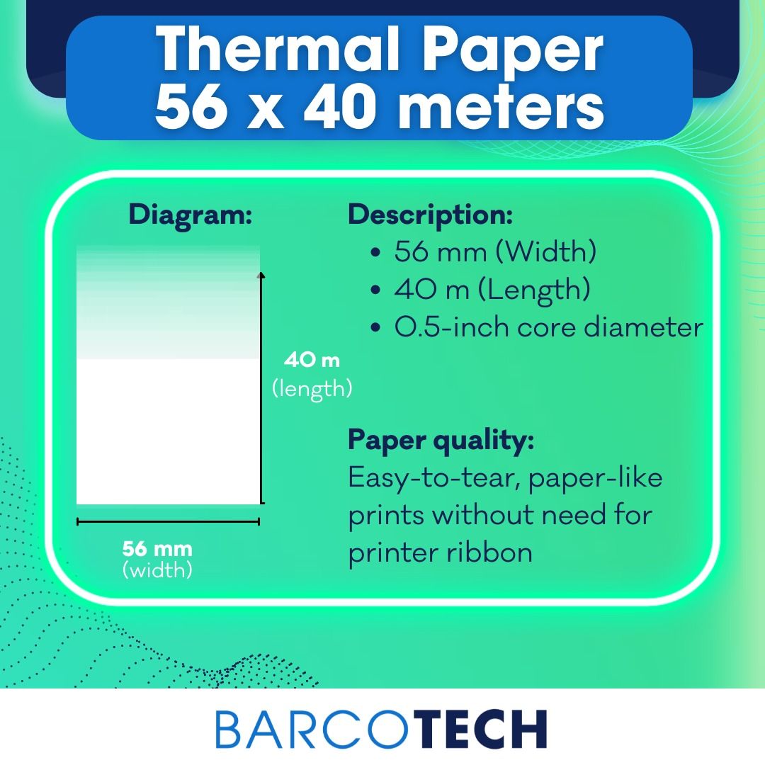 Thermal Paper Roll 56mm x 40meters, Hobbies & Toys, Stationary & Craft ...