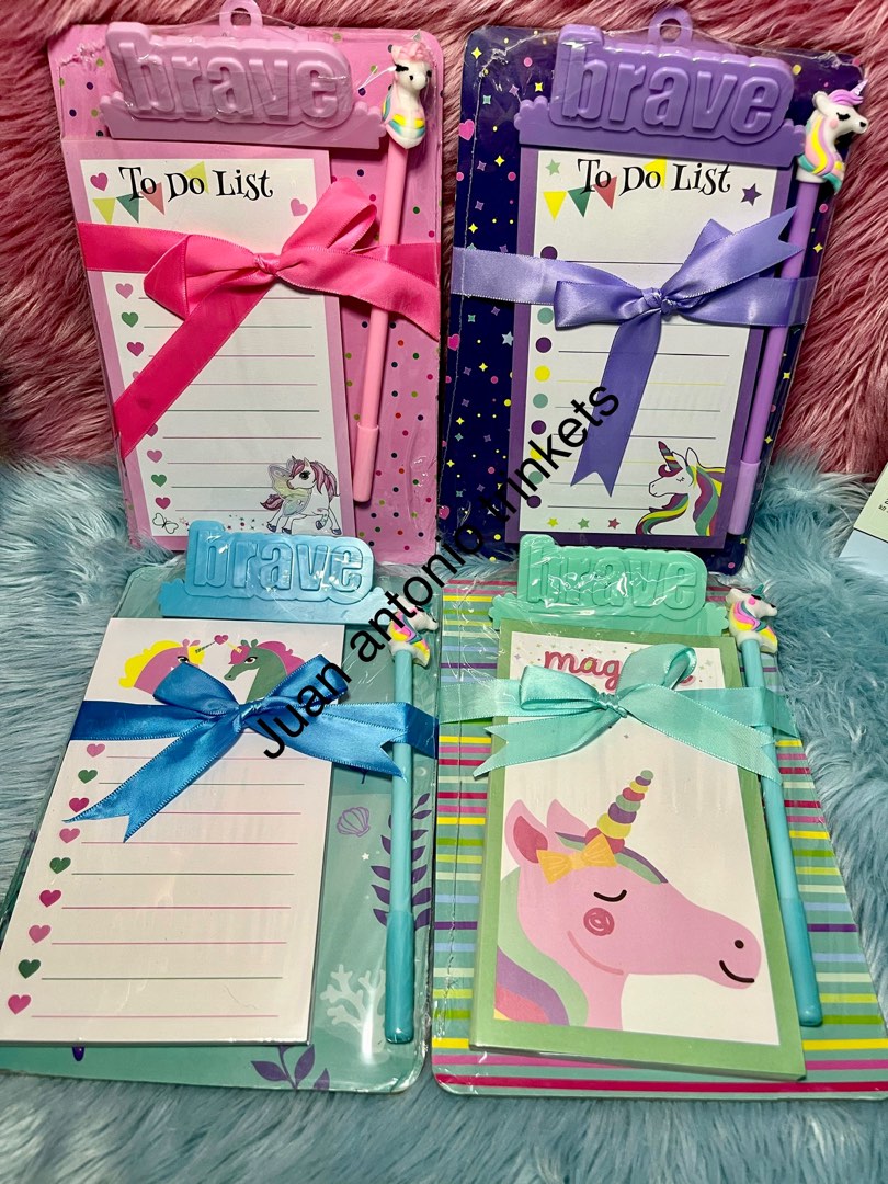 Unicorn Clipboard notepad with Gel pen, Hobbies & Toys, Stationary ...
