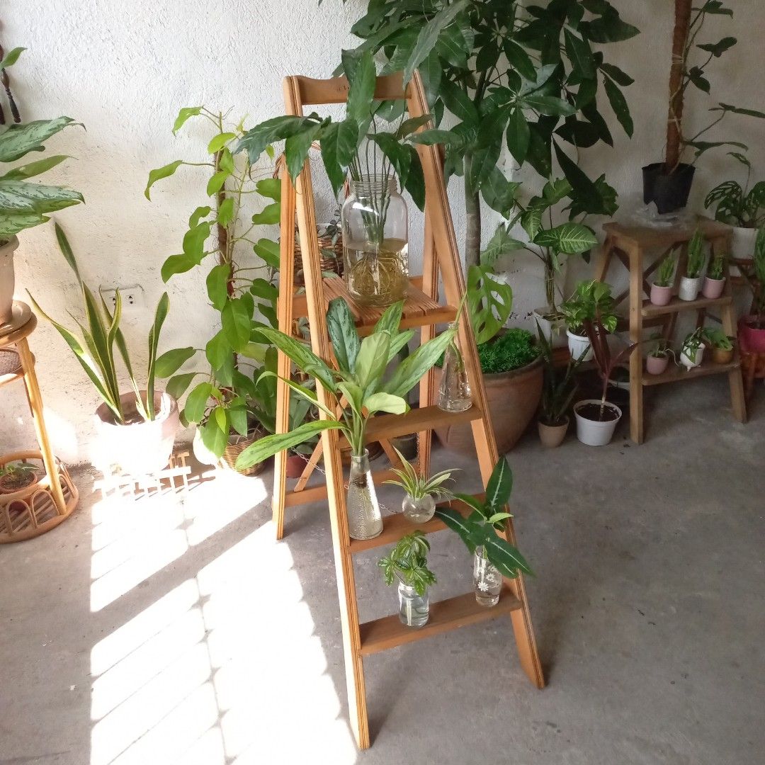 Wooden 4 step folding ladder farmhouse boho cottagecore, Furniture ...