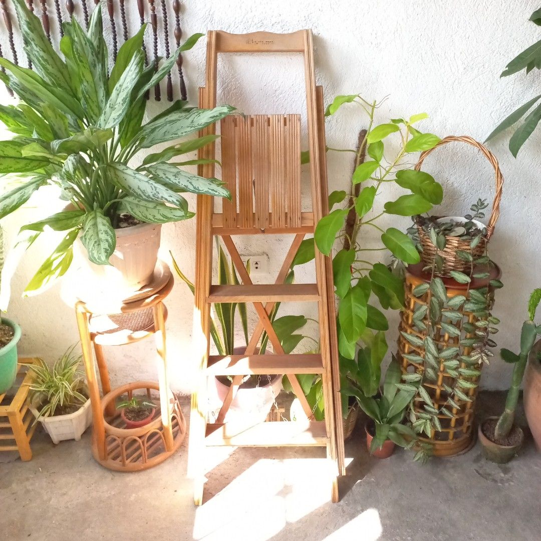 Wooden 4 step folding ladder farmhouse boho cottagecore, Furniture ...