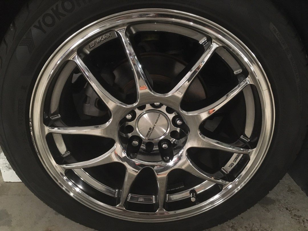 Work Emotion 17” chrome rim, Car Accessories, Tyres & Rims on Carousell