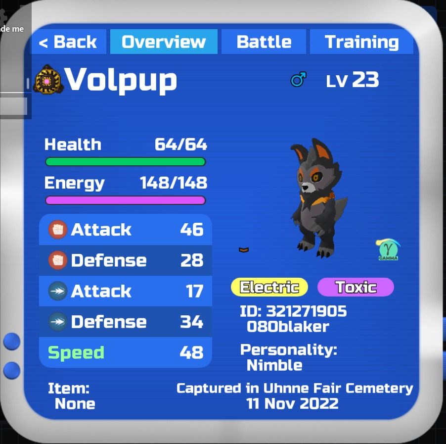 WTS PN Gamma Volpup (Loomian Legacy), Video Gaming, Video Games, Others ...