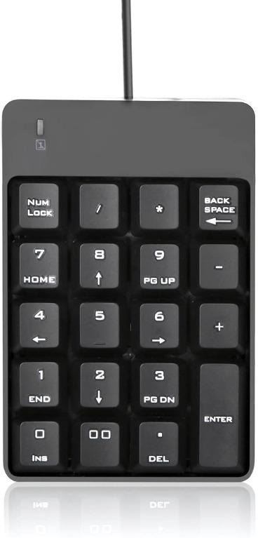1551) USB Numeric Keypad, Jelly Comb 19 Key Wired Mini Number Keyboard for Laptop Desktop ...