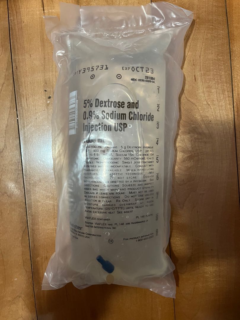 5% Dextrose and 0.9% Sodium Chloride Injection USP 1000ml, 健康及營養食用品, 醫療 ...