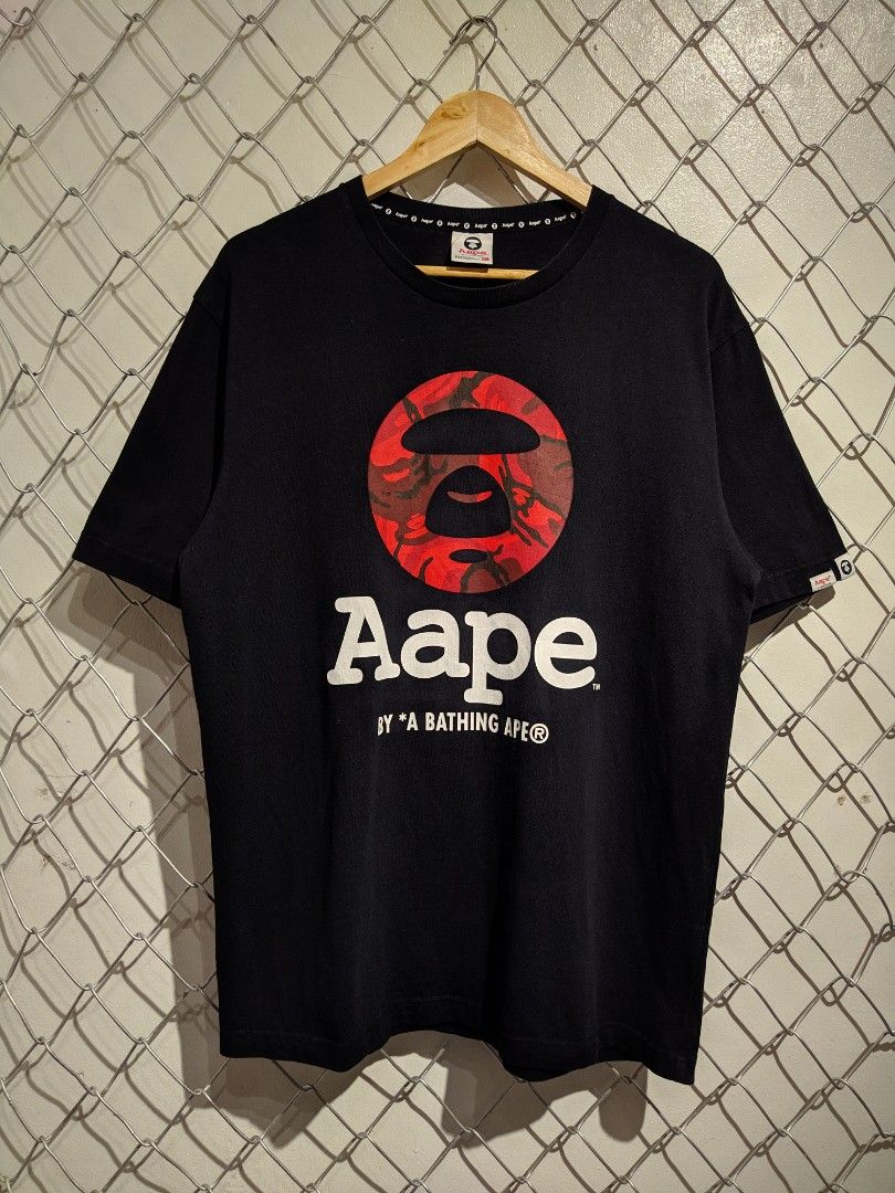 AAPE FACE RED CAMOU LOGO TEE, Men's Fashion, Tops & Sets, Tshirts & Polo Shirts on Carousell