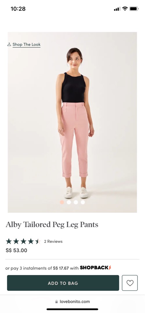 Alby tailored for peg leg cropped pants in pink, Women's Fashion ...