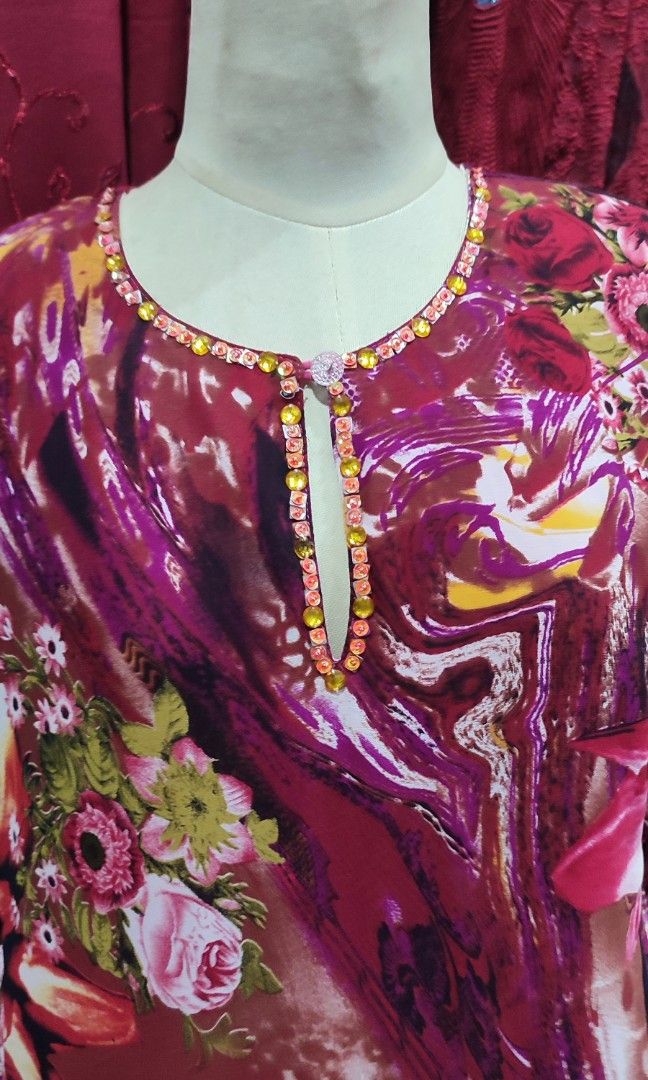 Baju kurung labuh kain lipat dpn belah, Women's Fashion, Muslimah ...