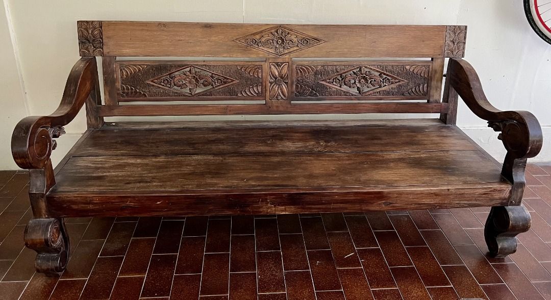 Beautiful Balinese Outdoor Bench - solid wood, Furniture & Home Living ...