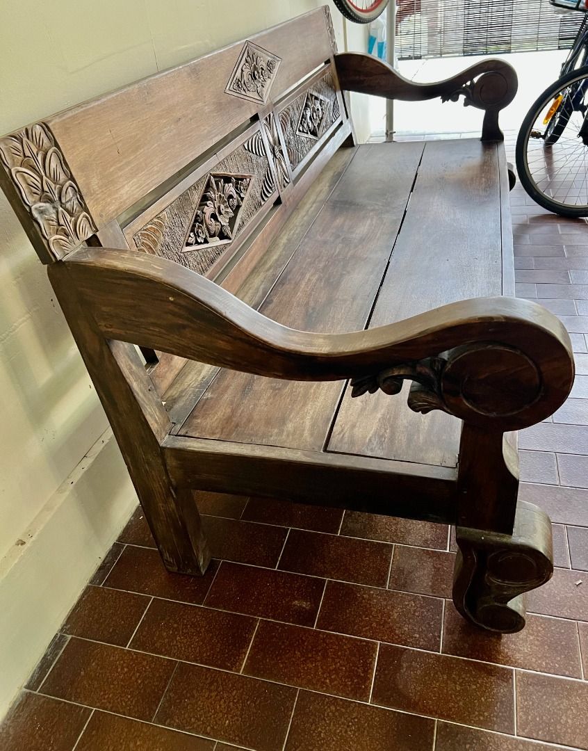 Beautiful Balinese Outdoor Bench - solid wood, Furniture & Home Living ...
