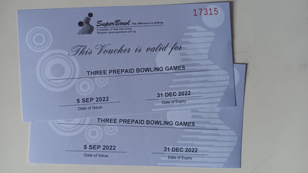 Bowling voucher - 1 for 1 free, Sports Equipment, Sports & Games ...