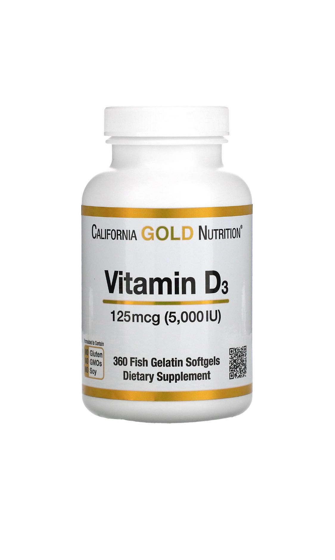 360 Softgels California Gold Vitamin D3 125mcg 5000UI, Health ...