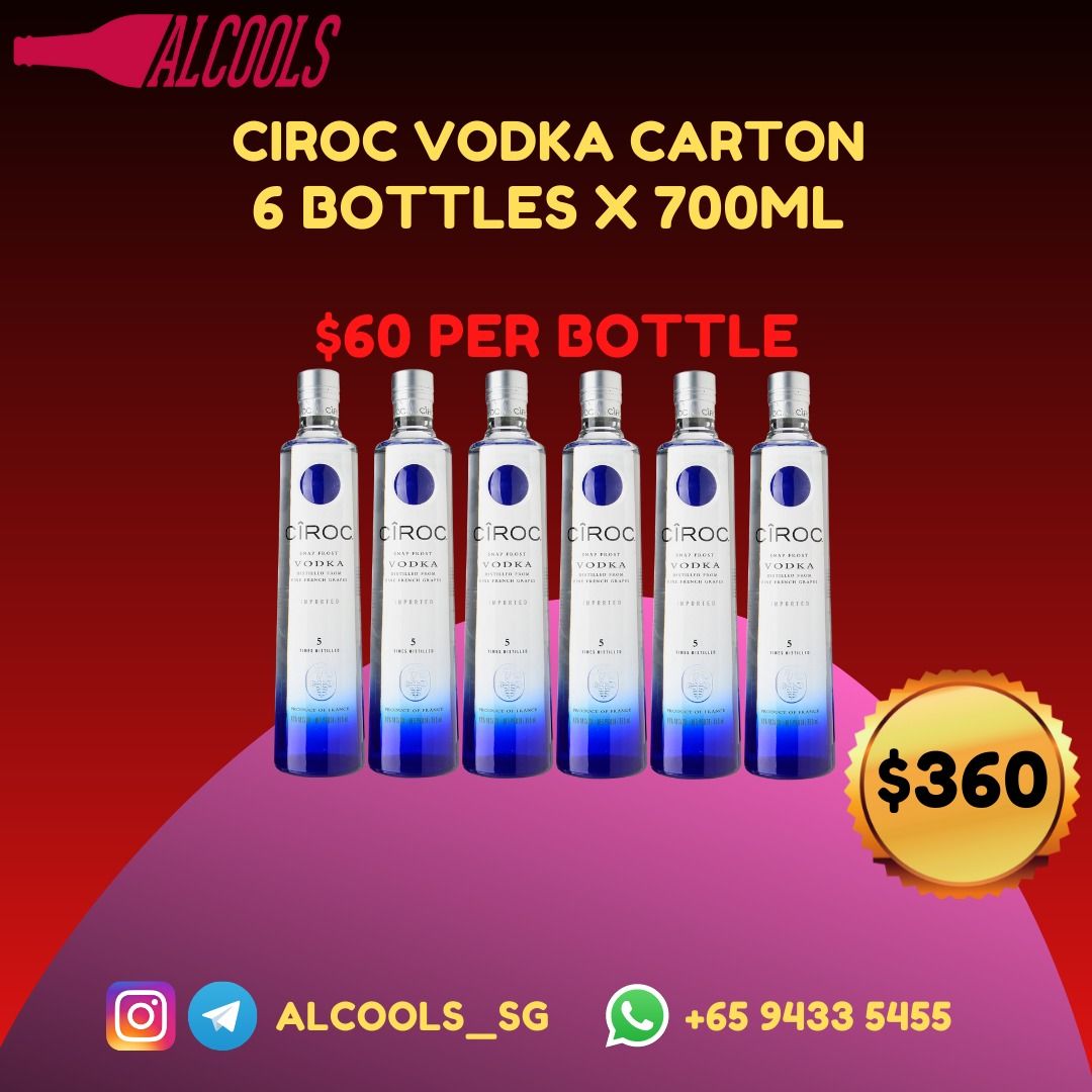 [Carton] Ciroc Vodka x 6 bottles / 700ml / Same Day Alcohol Delivery ...
