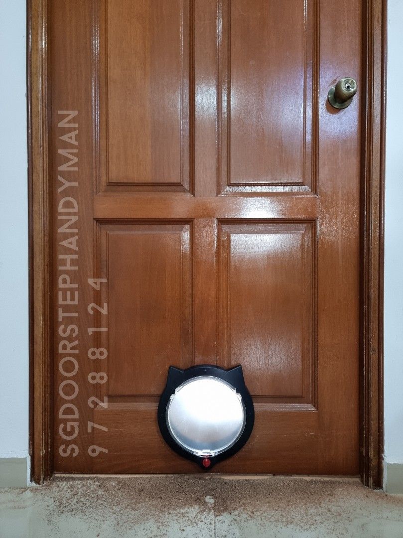 CIRCULAR KITTY CAT FLAP DESIGN WITH HEAD AND TAIL / CAT FLAP / CAT DOOR ...