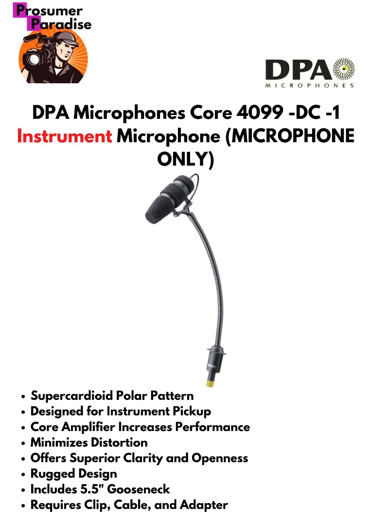 DPA Microphones Core 4099 -DC-1 Instrument Microphone, Audio, Microphones on Carousell