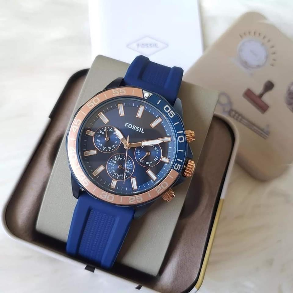FOSSIL BLUE RUBBER STRAP AUTHENTIC WATCH, Men's Fashion, Watches ...
