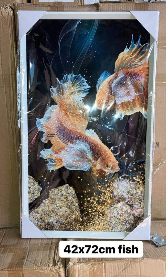 Gold fish frame, wall frame, isda wall frame decor, Furniture & Home ...