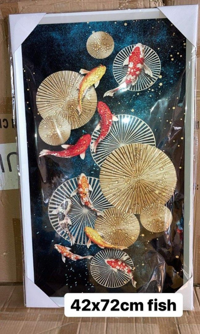 Gold fish frame, wall frame, isda wall frame decor, Furniture & Home ...