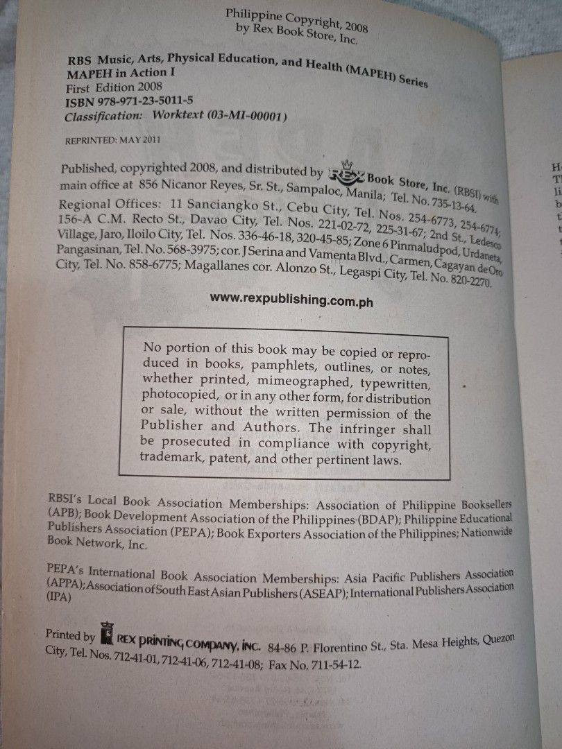 MAPEH in Action 1 Grade 7 Textbook 2008, Hobbies & Toys, Books ...