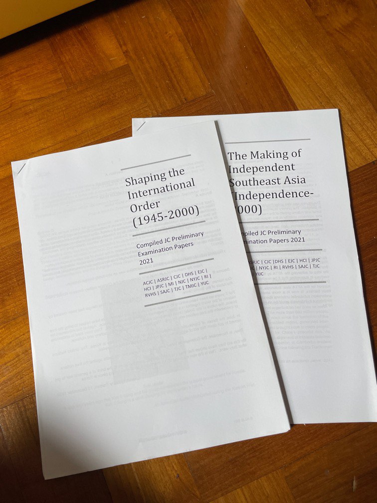 H2 History compiled 2019, 2020, 2021 prelim papers, Hobbies & Toys ...