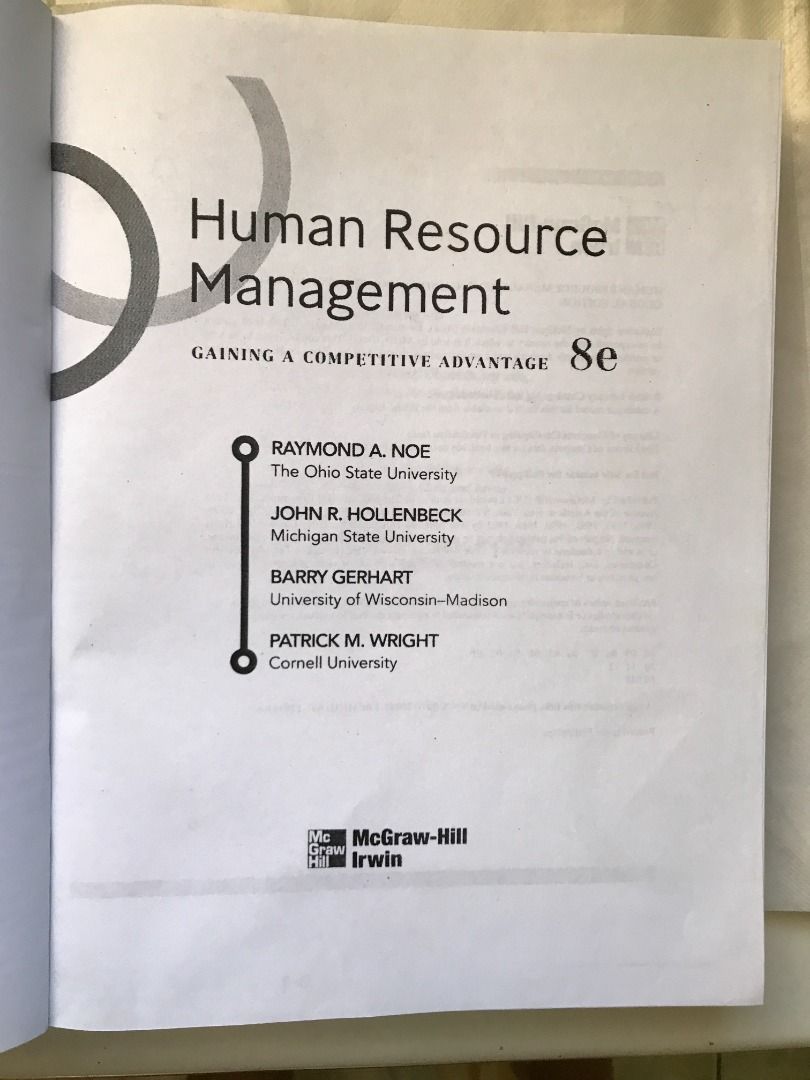 Human Resource Management by Noe, Hollenbeck, Gerhart, Wright McGraw-Hill, Hobbies & Toys, Books ...