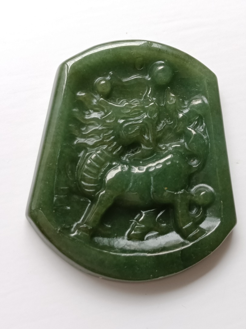 Jade Carving: Qilin Pendant, Hobbies & Toys, Memorabilia & Collectibles ...