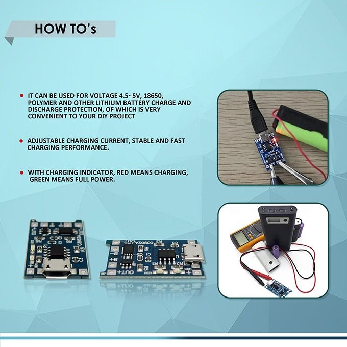 LITIUM BATTERY CHARGING MODULE 03962A 18650 MICRO USB, CHARGING BOARD ...