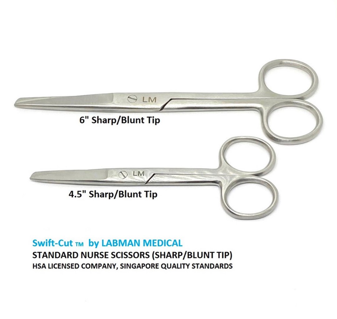 LM 6" inch Sharp Blunt Tip Scissor, Health & Nutrition, Medical ...