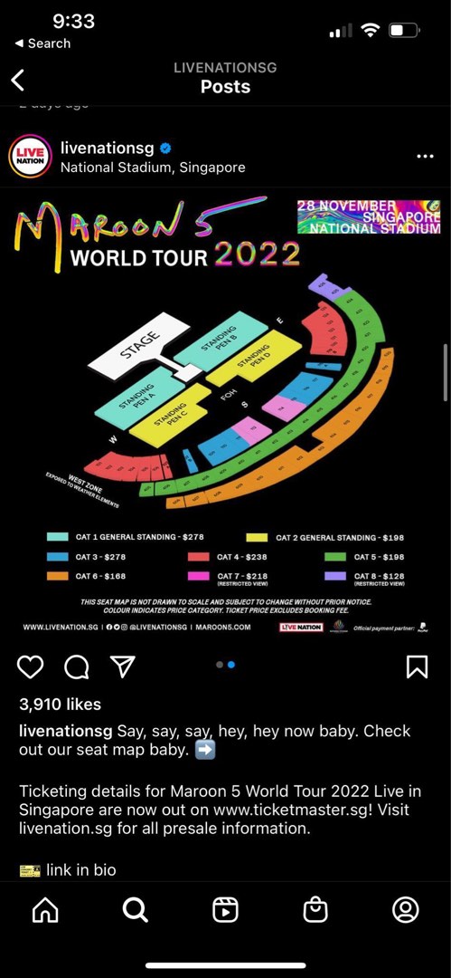 Maroon 5 TICKET, Tickets & Vouchers, Event Tickets on Carousell