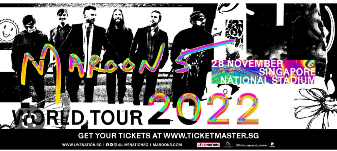 Maroon 5 World Tour Singapore 2022, Tickets & Vouchers, Event Tickets ...